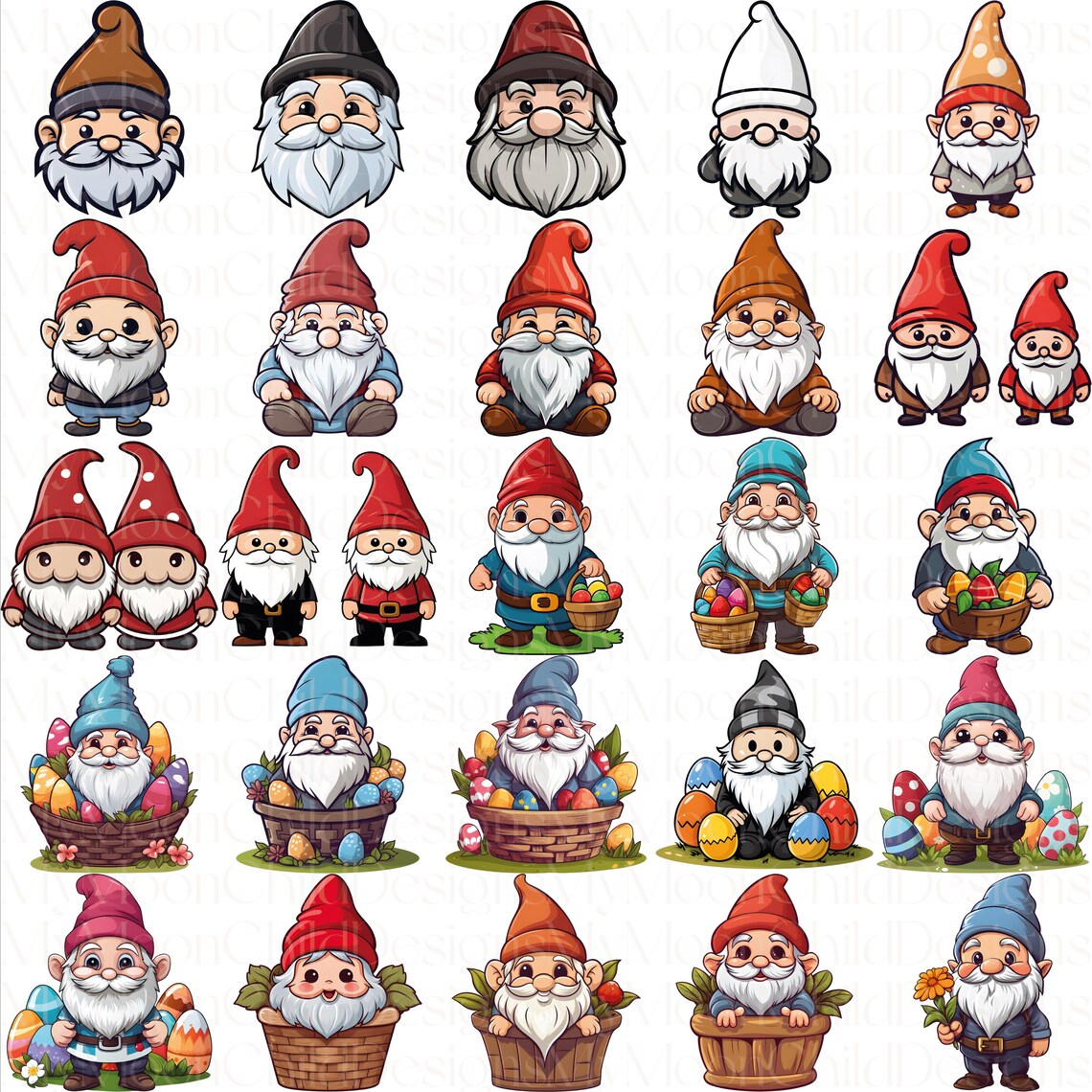 Easter Gnome Clipart Bundle: Cartoon Gnome PNG (digital Download) - Etsy