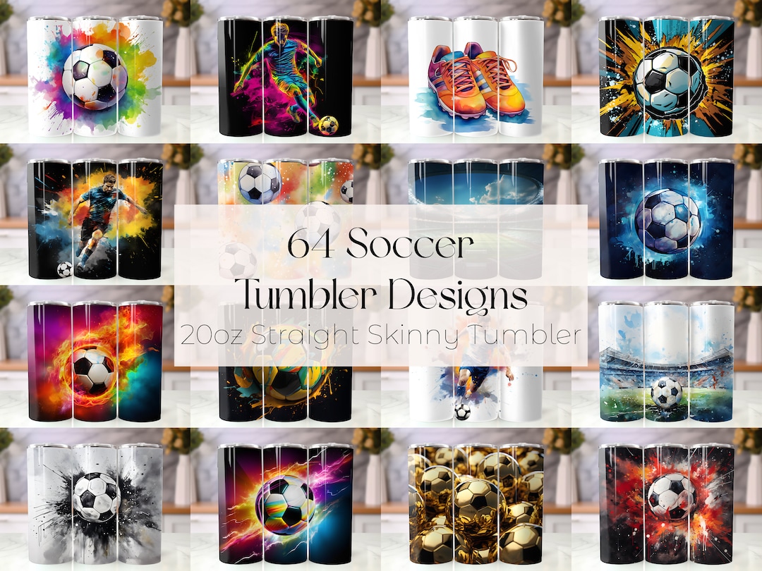 Soccer Tumbler Wrap Bundle Soccer Ball 20 Oz Skinny Tumbler Sublimation ...
