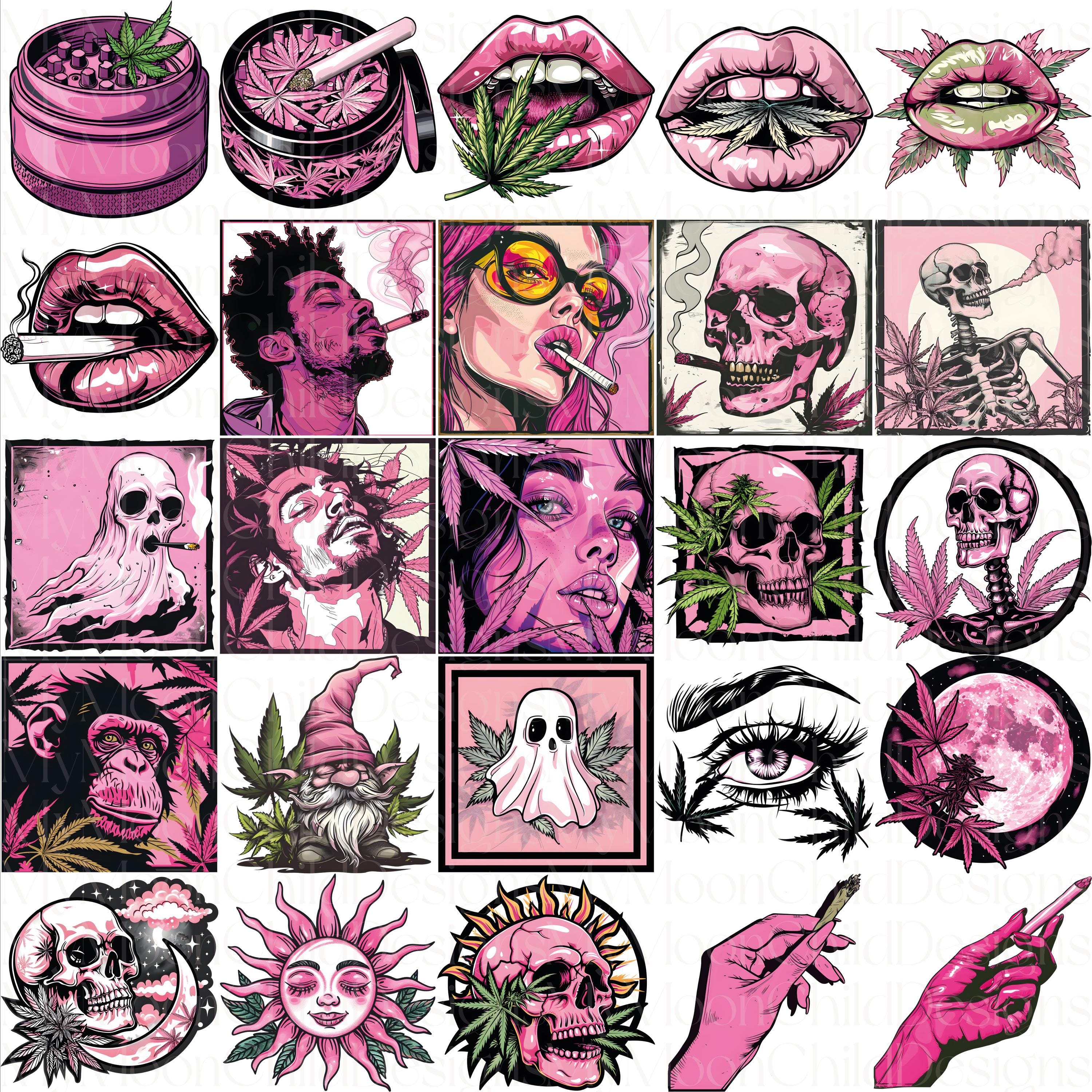 Stoner Girl PNG Bundle Stoner Girl Clipart 420 PNG Cannabis Leaf Pink ...