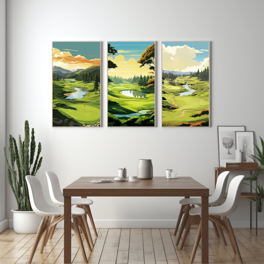 Golf Poster Set Golf Course Prints Golf Wall Art Golf Course Poster ...