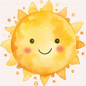 Watercolor Sun Clipart Bundle Summer PNG Nursery Clip Art Watercolor ...