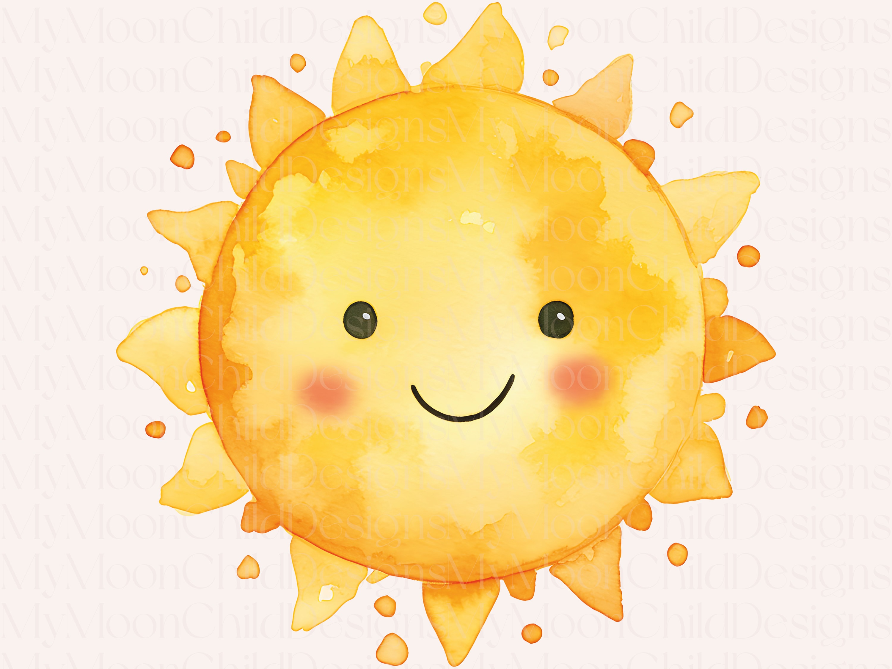 Watercolor Sun Clipart Bundle Summer PNG Nursery Clip Art Watercolor ...