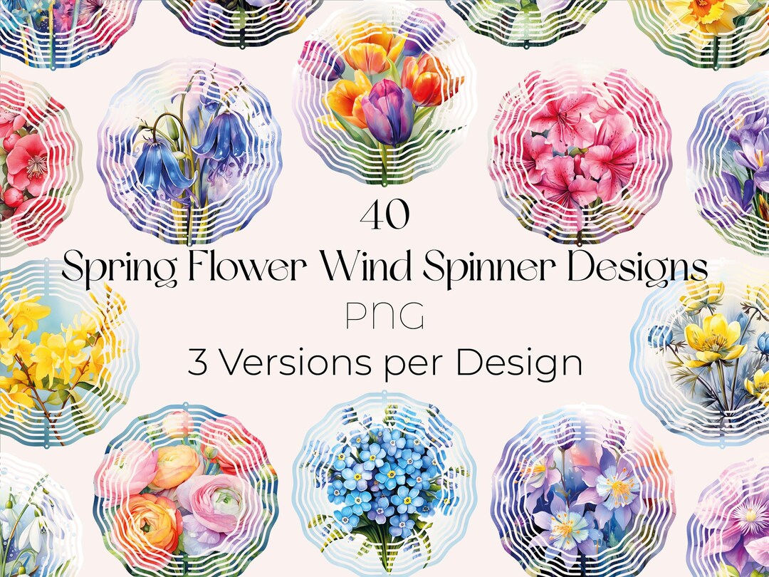 Watercolor Spring Flower Wind Spinner PNG: Wildflower Clipart (digital ...
