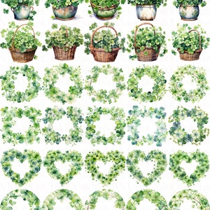 Shamrock Clipart Bundle St Patricks Day Wreath Clipart Watercolor ...