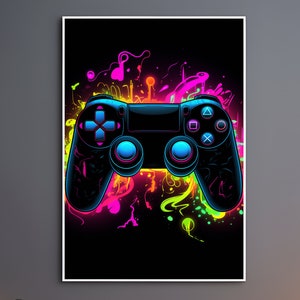 Gaming Poster Neon Gaming Prints Gaming Wall Art Gaming Room Decor ...