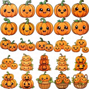 Cute Pumpkin Clipart Pastel Halloween Cute Clipart Watercolor Halloween ...