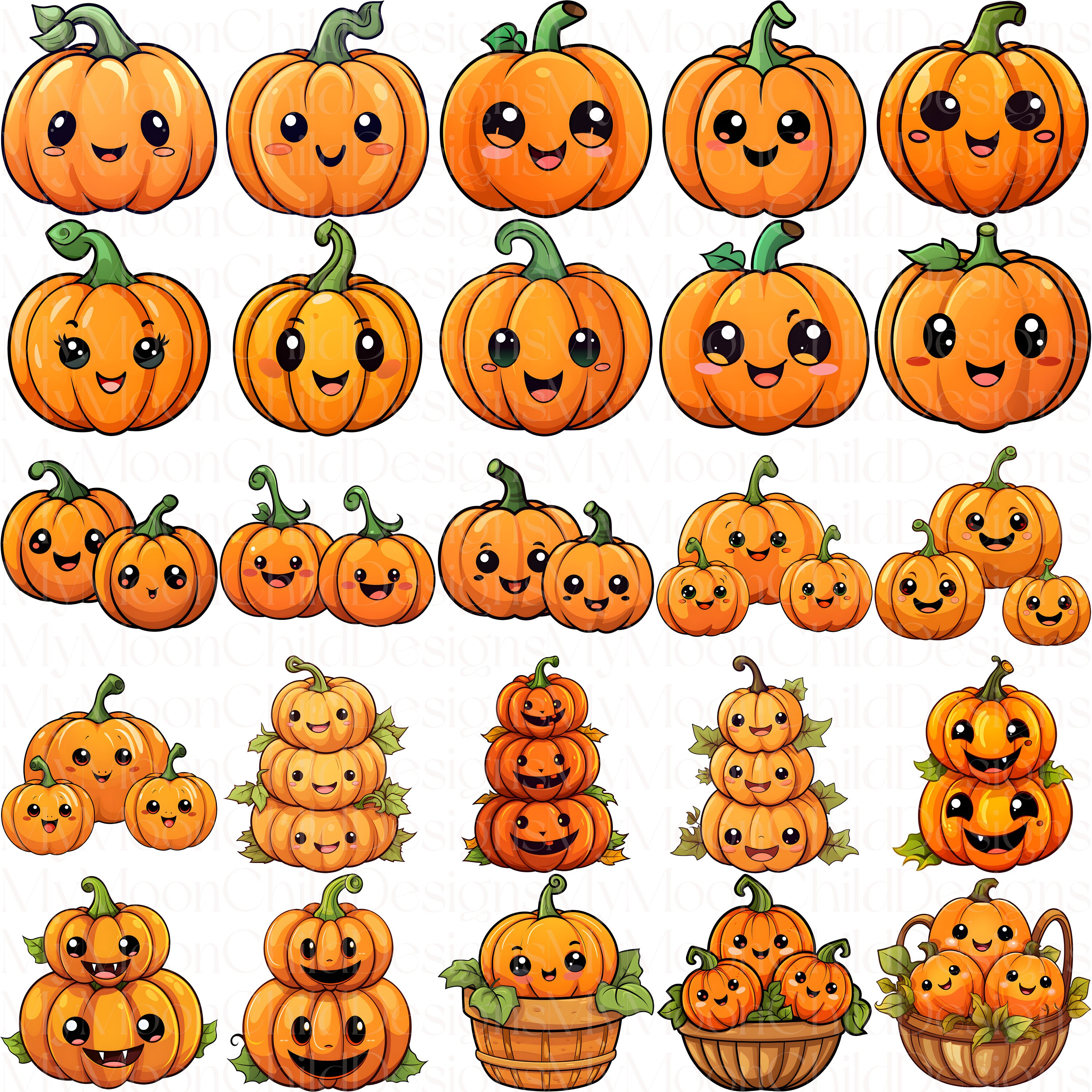 Cute Pumpkin Clipart Pastel Halloween Cute Clipart Watercolor Halloween ...