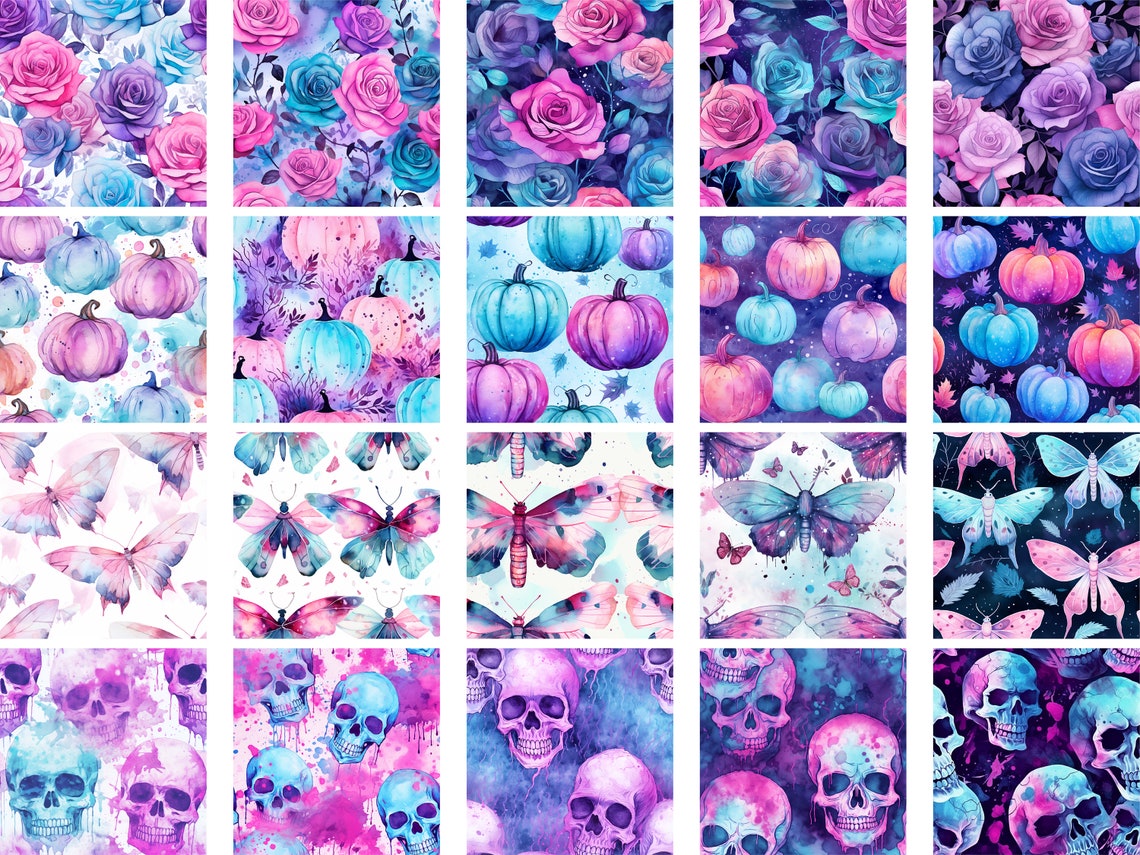 Pastel Halloween Digital Paper Cute Halloween Themed Digital - Etsy