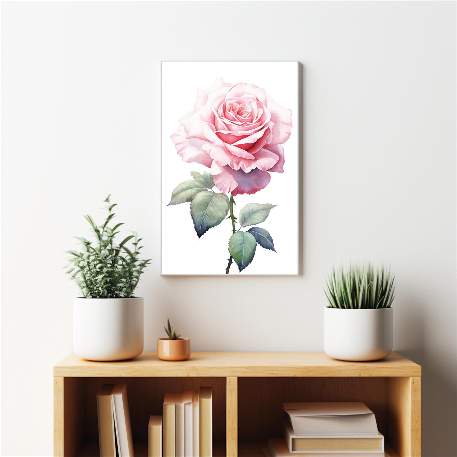Watercolor Rose Wall Art Coquette Room Decor Light Pink Printable Rose ...