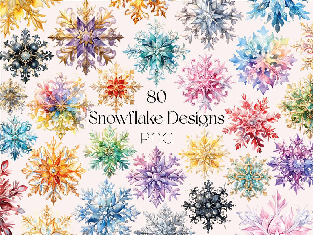 Watercolor Snowflake Clipart Winter Watercolor Clipart Christmas ...