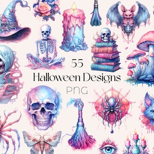 Pastelloween Clipart PNG Set Halloween Clipart Commercial Use Clip Art ...