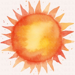 Watercolor Sun Clipart Bundle Summer PNG Nursery Clip Art Watercolor ...