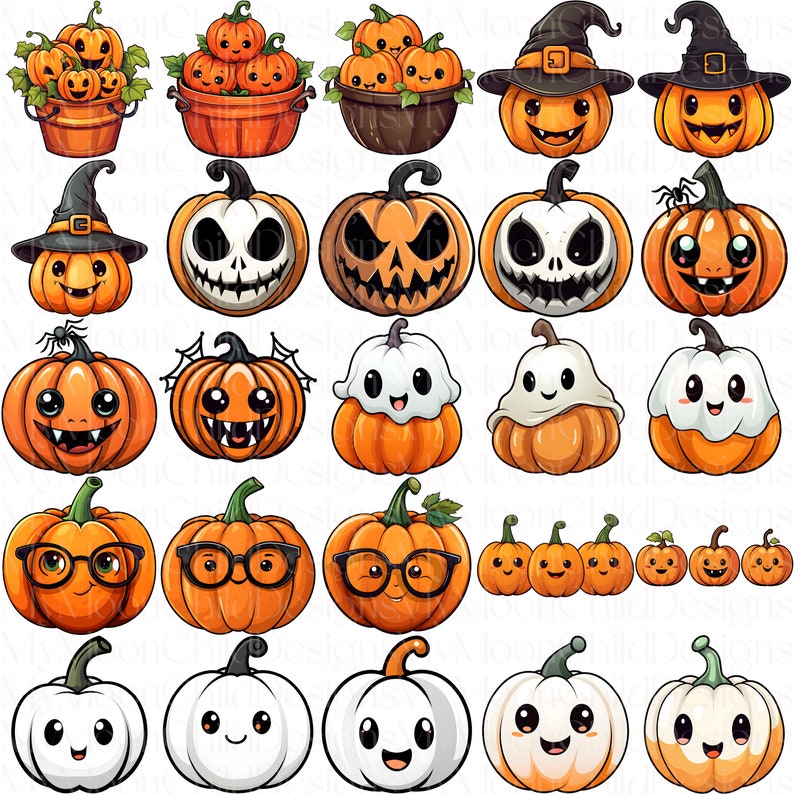 Cute Pumpkin Clipart Pastel Halloween Cute Clipart Watercolor Halloween ...