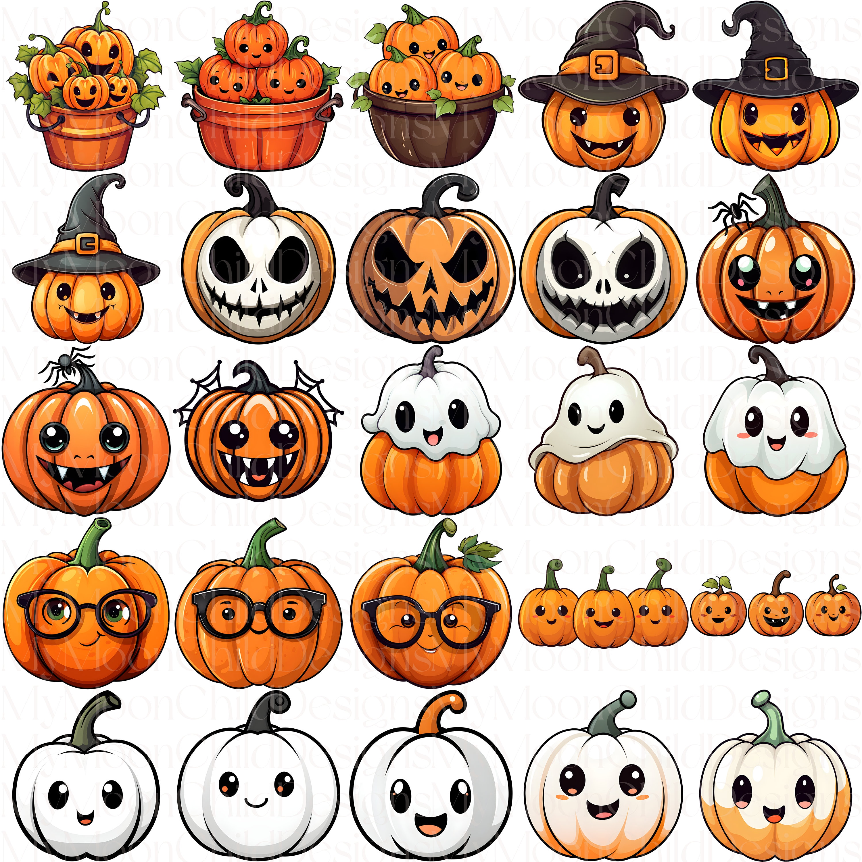 Cute Pumpkin Clipart Pastel Halloween Cute Clipart Watercolor - Etsy ...