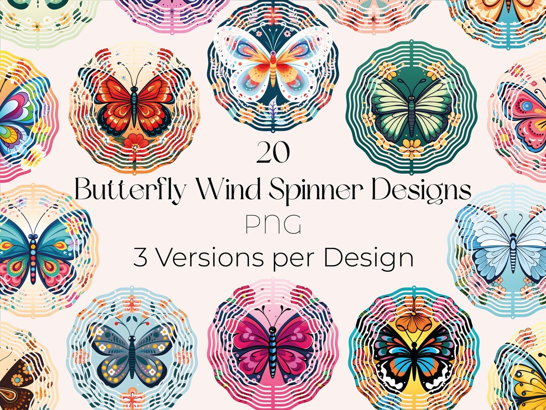 Floral Butterfly Wind Spinner PNG Cute Butterfly Clipart Butterfly Wind ...