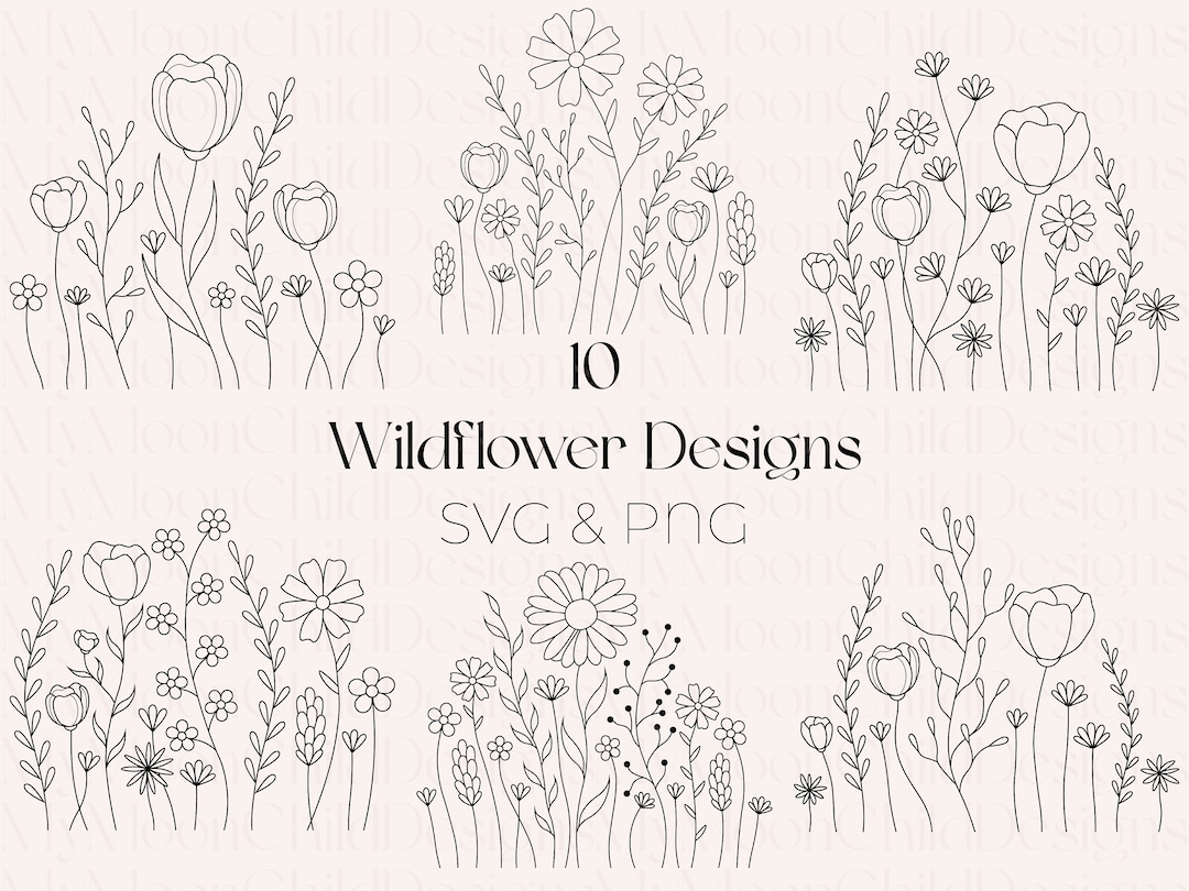 Wildflower Bouquet SVG Wildflower SVG Flower Clipart Flower Bouquet SVG ...