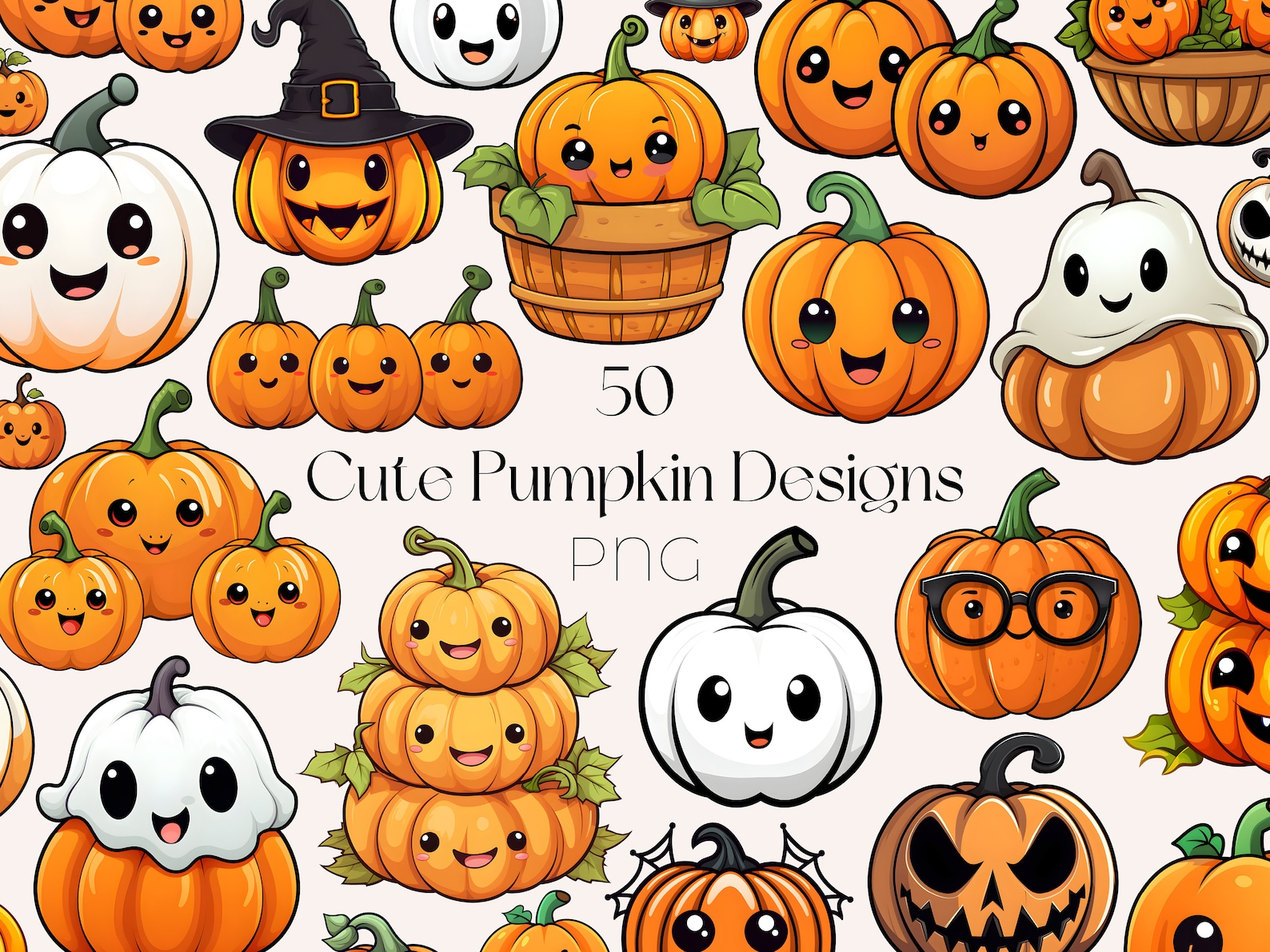 Cute Pumpkin Clipart Pastel Halloween Cute Clipart Watercolor Halloween ...