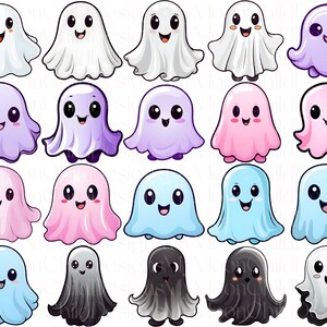 Pastel Halloween Cute Ghost Clipart Bundle Halloween Cute Clipart Cute ...