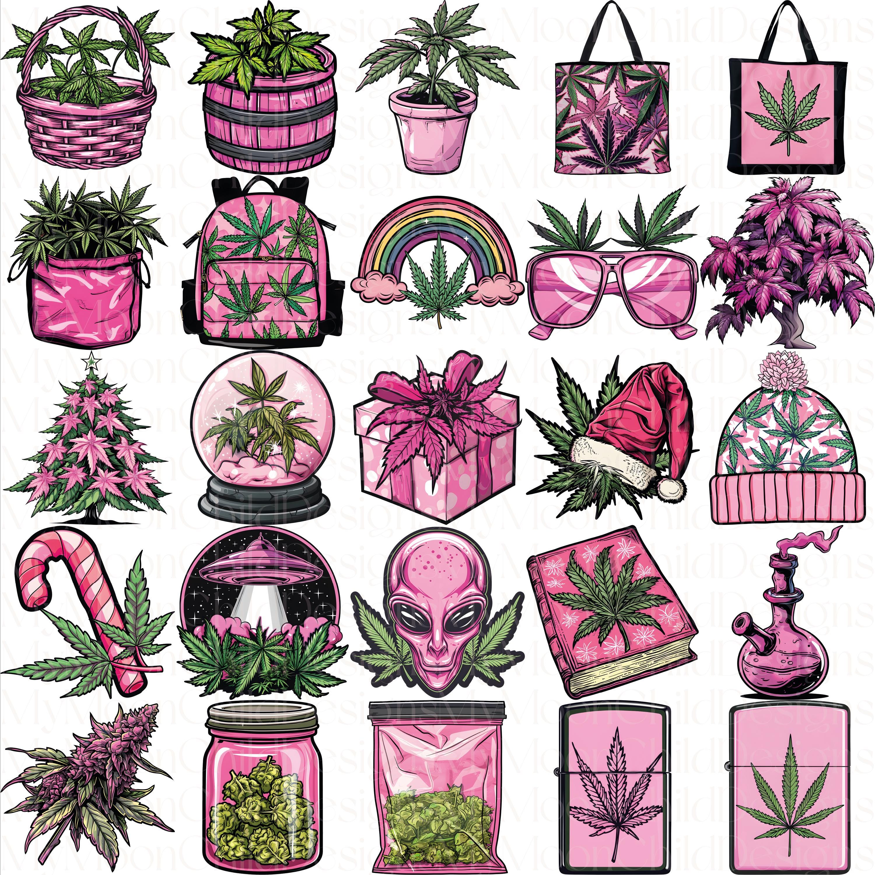 Stoner Girl PNG Bundle Stoner Girl Clipart 420 PNG Cannabis Leaf Pink ...