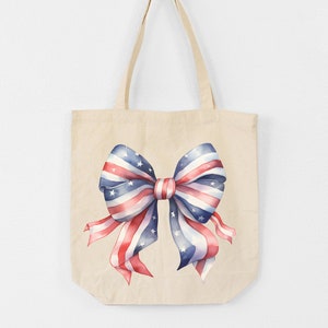 USA Flag Ribbon Bow Clipart Watercolor American Flag Bow PNG Watercolor ...