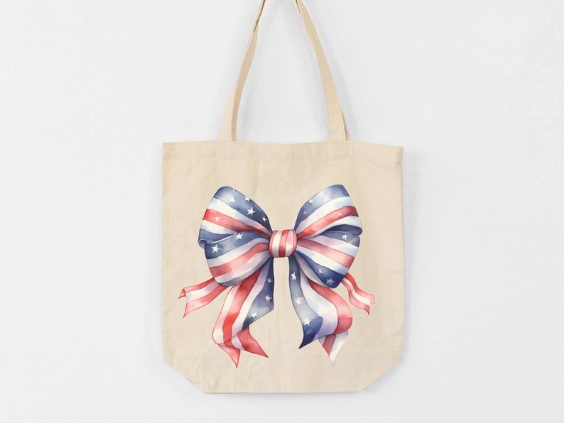 USA Flag Ribbon Bow Clipart Watercolor American Flag Bow PNG Watercolor ...