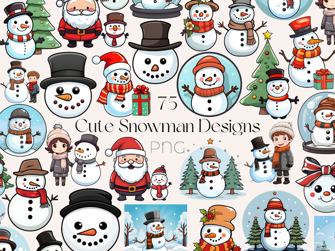 Cute Snowman Clipart Snowman Face Clipart Kawaii Snowman Clipart ...