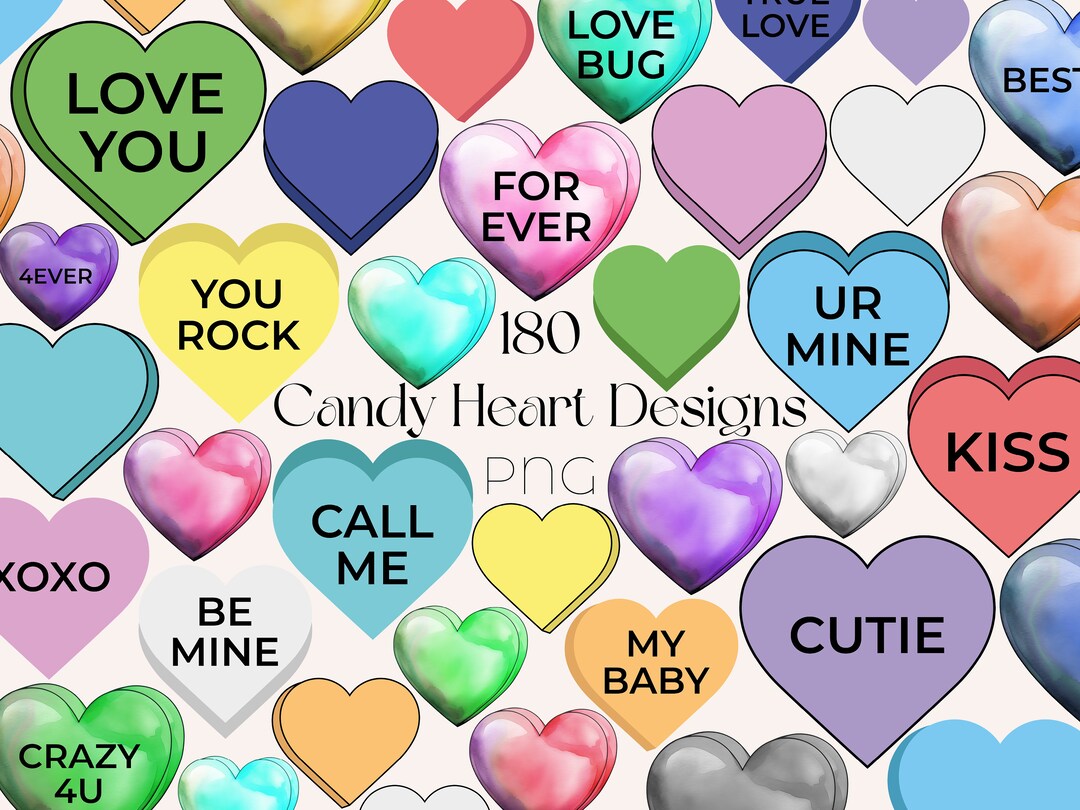 Candy Heart Clipart Conversation Heart PNG Candy Heart PNG Candy Heart ...