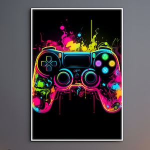 Gaming Poster Neon Gaming Prints Gaming Wall Art Gaming Room Decor ...