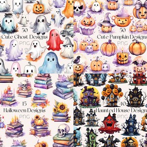 Cute Pastel Halloween Clipart Watercolor Halloween Cute Clipart Mega ...
