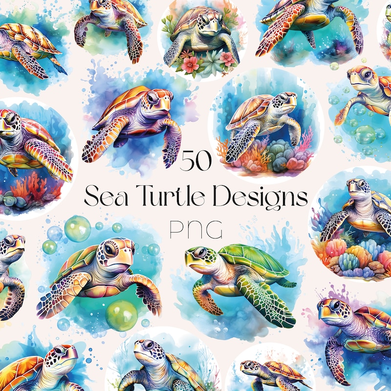 Sea Turtle Clipart - Etsy