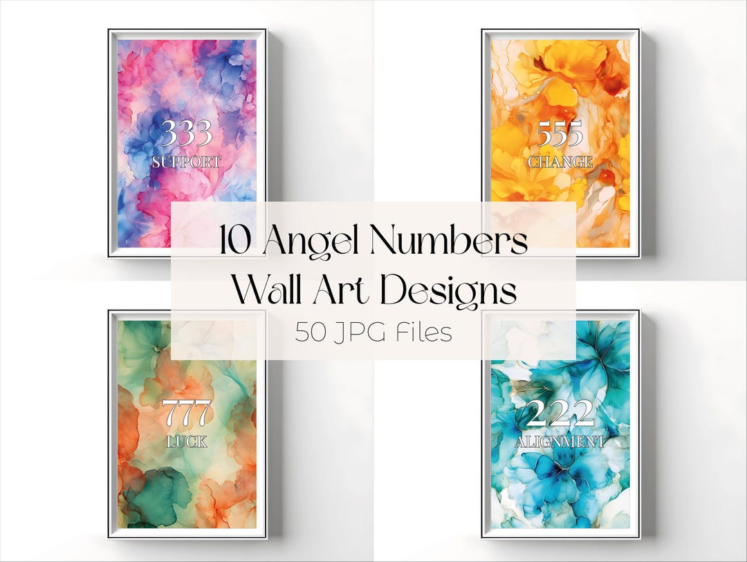Angel Numbers Wall Art: Floral Alcohol Ink Print (digital Download) - Etsy