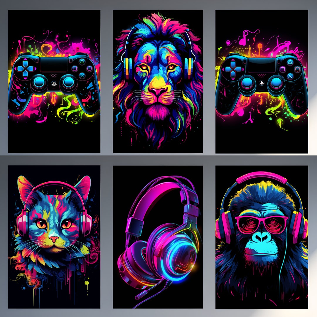 Gaming Poster Neon Gaming Prints Gaming Wall Art Gaming Room Decor ...