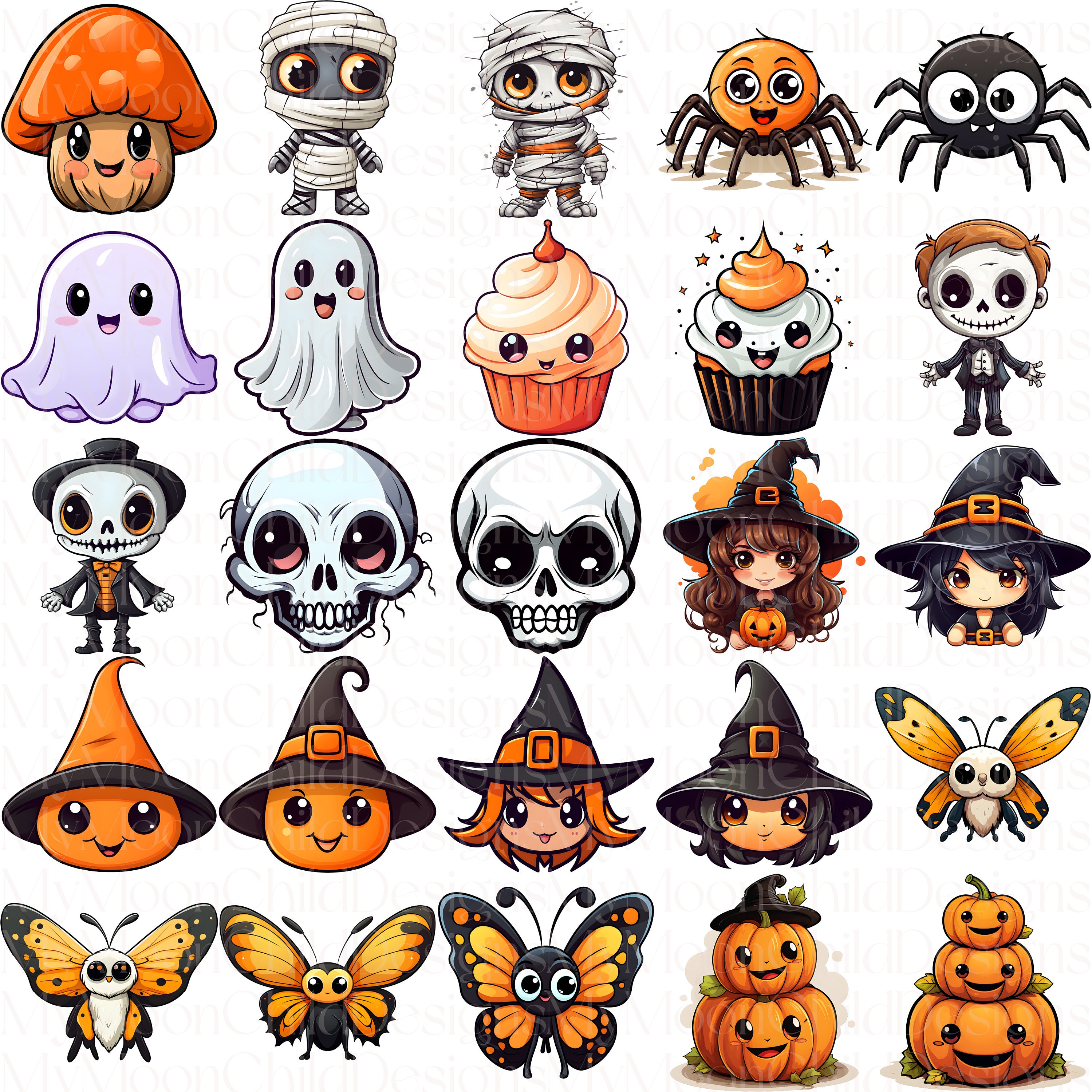 Pastel Halloween Cute Clipart Watercolor Halloween Cute - Etsy