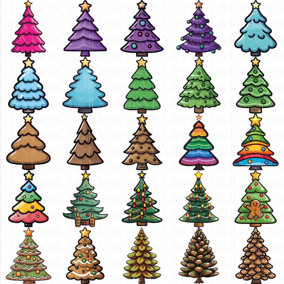 Cute Christmas Tree Clipart Cartoon Christmas Clipart Christmas Trees ...