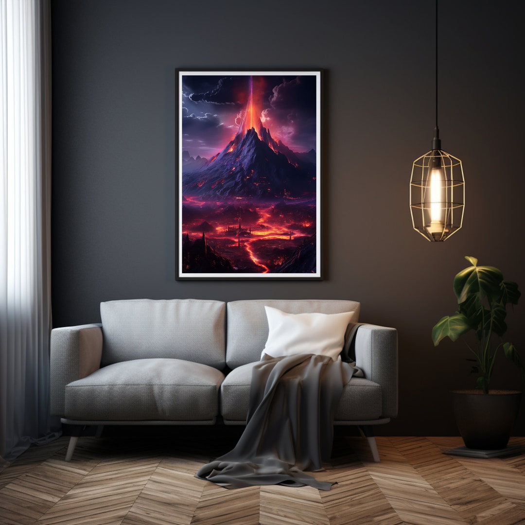 Cyberpunk Wall Art Print Volcano Art Print Cyberpunk Art Neon - Etsy
