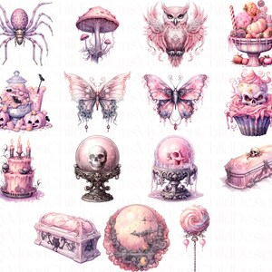 Pink Halloween Watercolor Clipart Cute Pastel Halloween PNG Cute ...