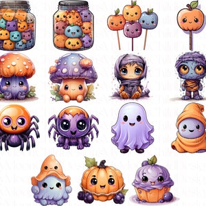 Pastel Halloween Cute Clipart Watercolor Halloween Cute Clipart Bundle ...