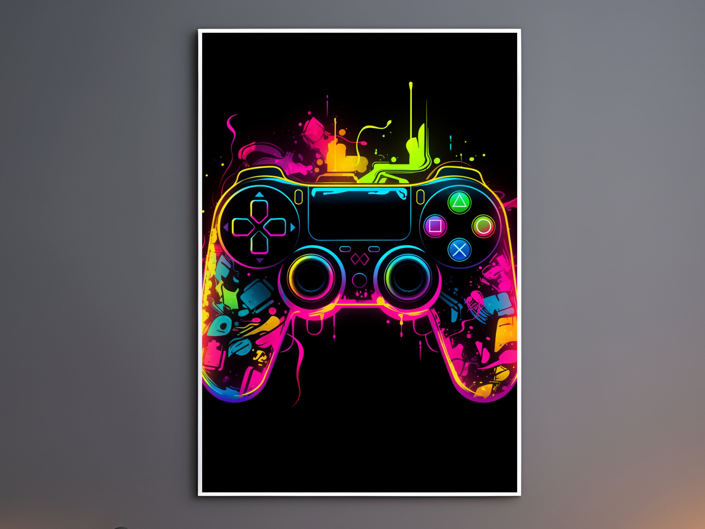 Gaming Poster Neon Gaming Prints Gaming Wall Art Gaming Room Decor ...