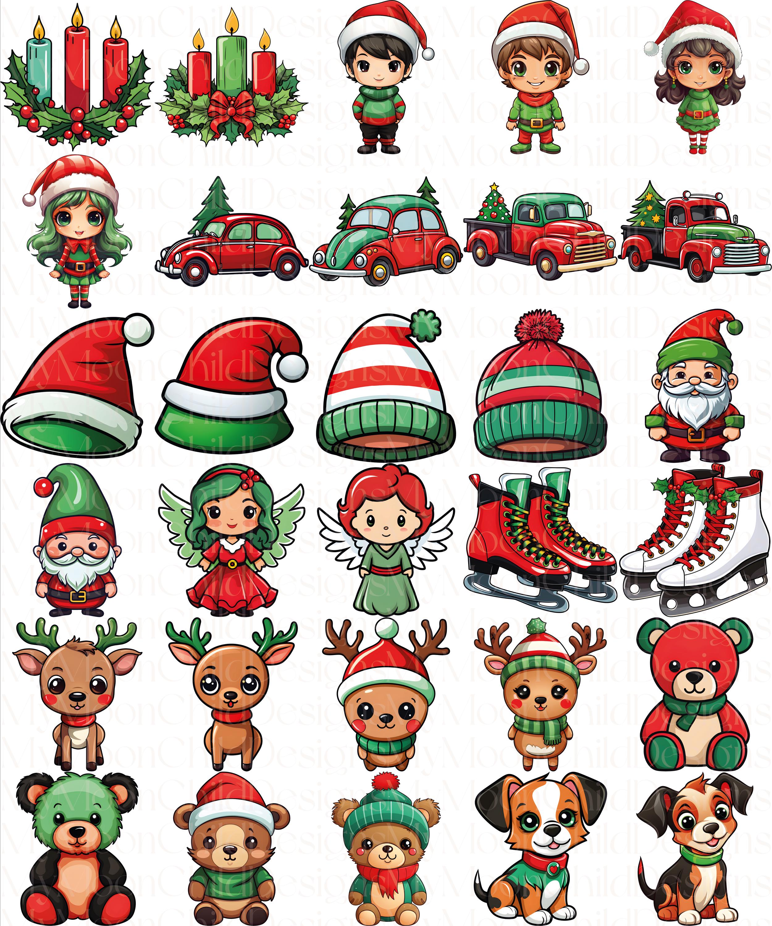 Christmas Clipart Bundle: Cartoon Christmas PNG (digital Download) - Etsy