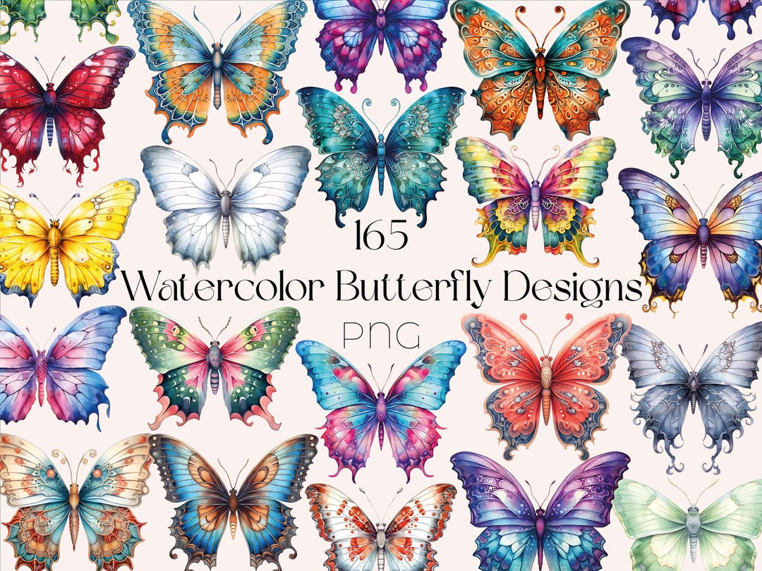 Watercolor Butterfly Clipart Bundle Cute Butterfly PNG Watercolor ...
