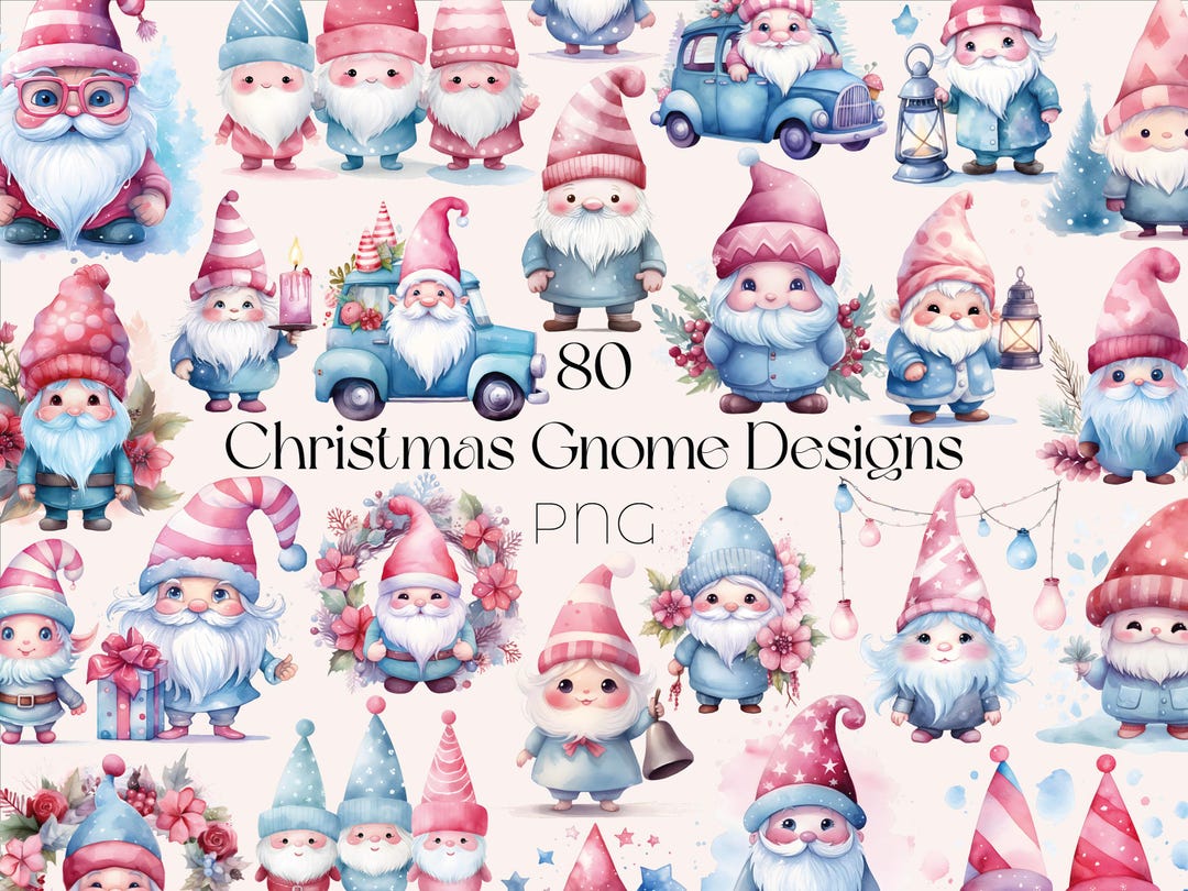 Watercolor Christmas Gnome Clipart Cute Gnomes Clipart Cute Christmas ...