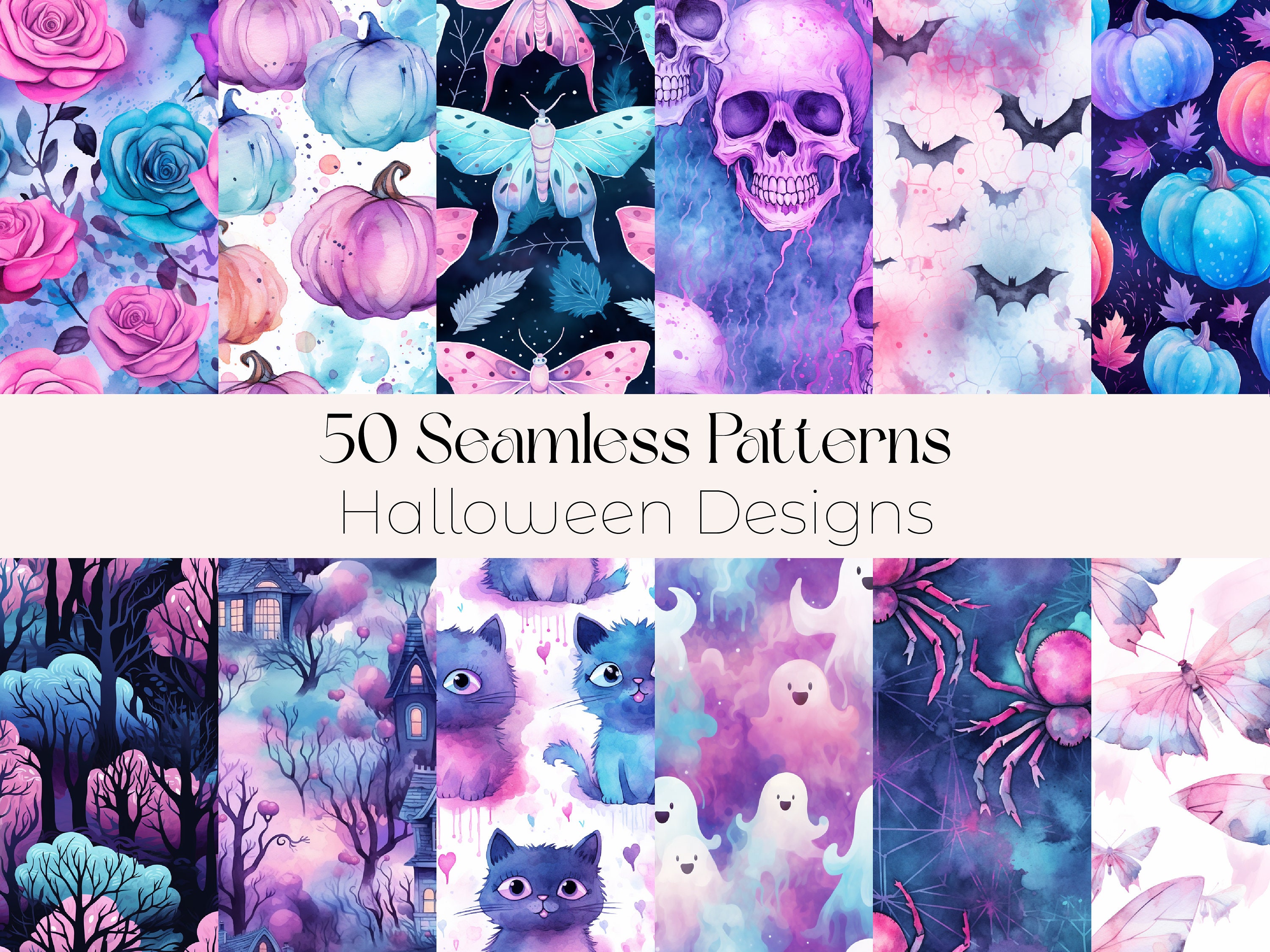 Pastel Halloween Digital Paper Cute Halloween Themed Digital - Etsy