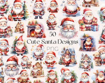 Watercolor Santa Clipart Watercolor Christmas Clipart Christmas Santa ...