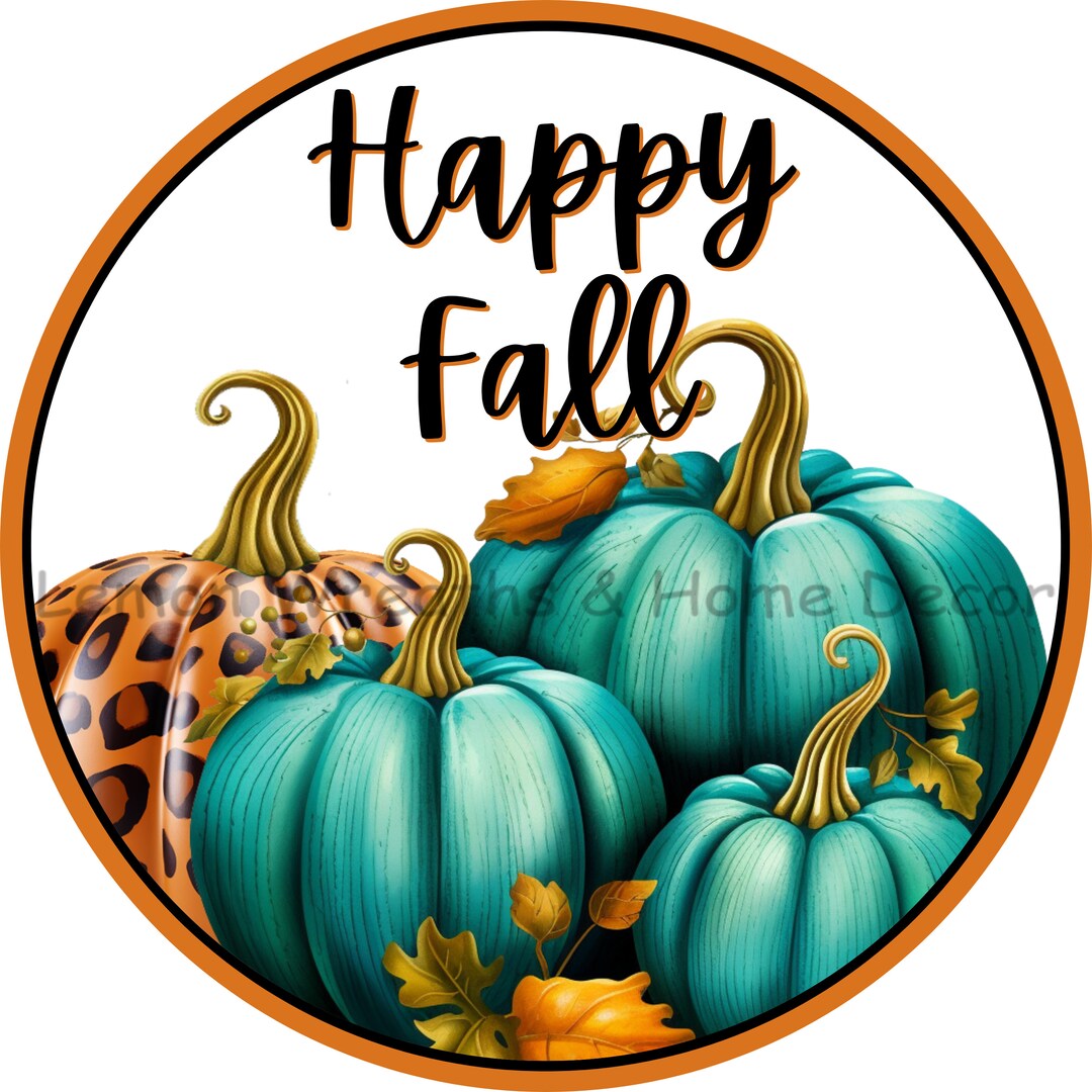 Happy Fall Teal Pumpkins | Leopard Print Pumpkin | PNG Download ONLY ...