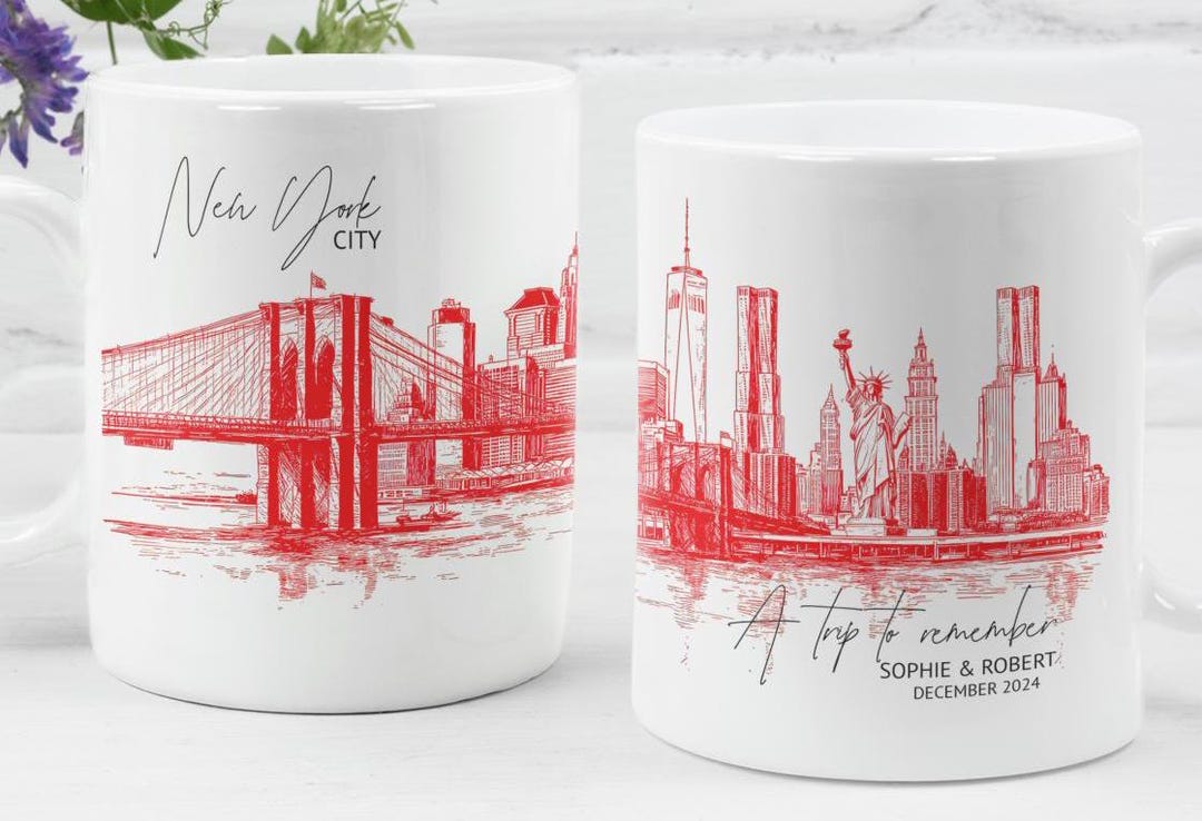 Personalized NYC Mug New York City Skyline Mug Custom New York Souvenir ...