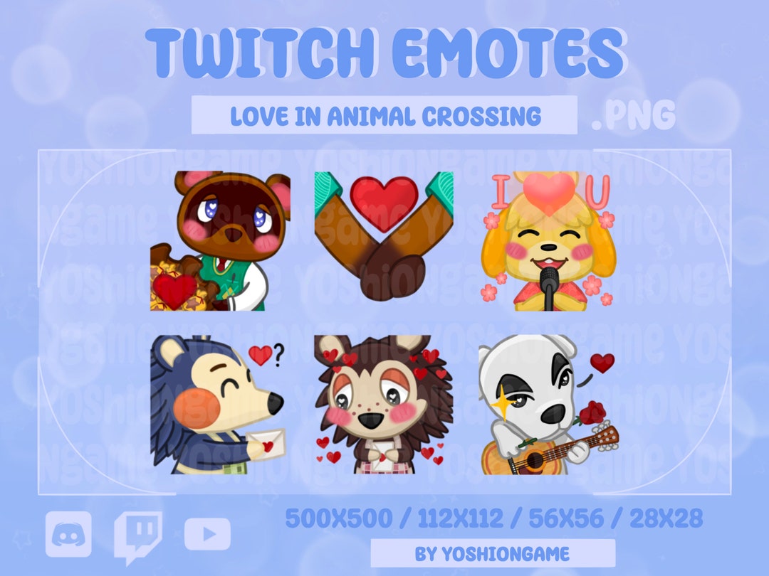 ANIMAL CROSSING EMOTES Valentine's Day Twitch Discord Youtube Love ...