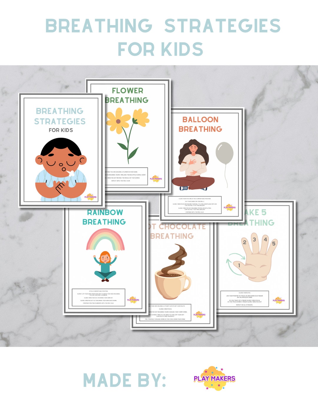 Breathing Strategies for Kids Posters Digital Download, Printable ...