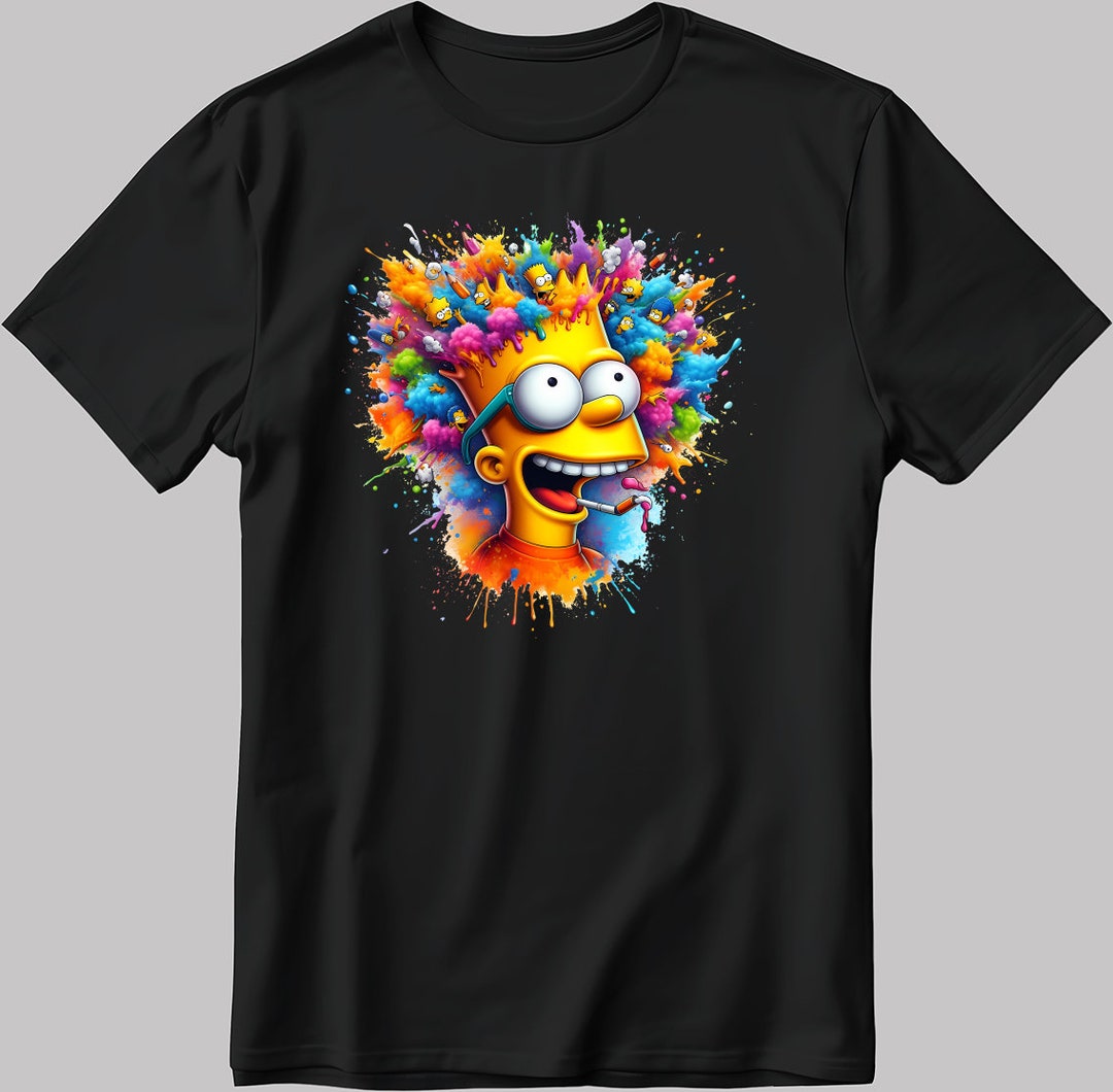 Bart Simpsons Colorful Art Short Sleeve White-black Men's / Women's T ...