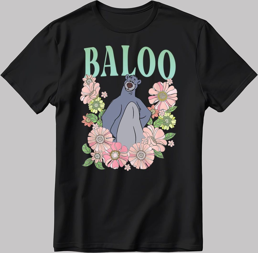 Disney the Jungle Baloo Short Sleeve White-black Men's / Women's T ...