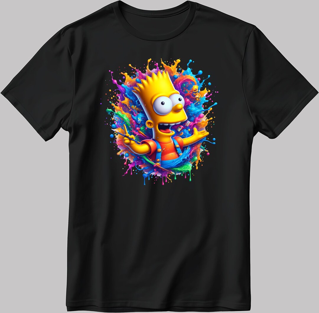 Bart Simpsons Colorful Art Short Sleeve White-black Men's / Women's T ...